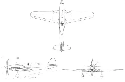 Italjaanske papieren projekten. CMSA-single-motor fighter-projekt (fiat) cs.38