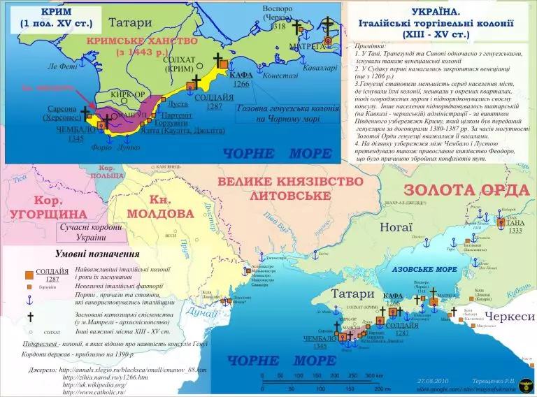 Kart over genoesiske kolonier på Black and Azov Seas