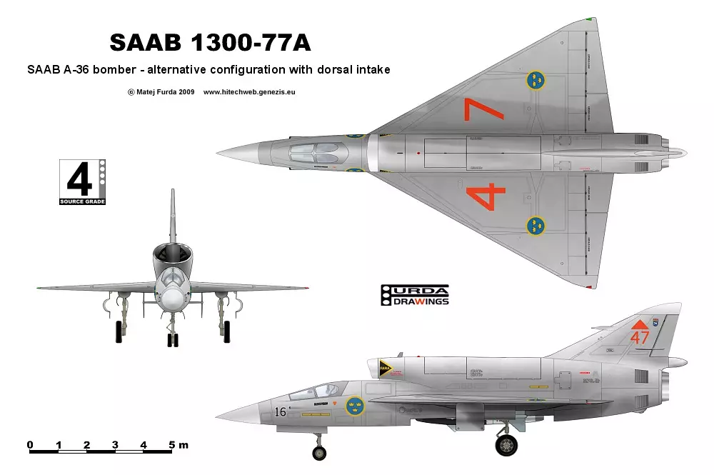 I-Sweden yenye yeSweden yiSaab A-36 yokukhanya kwebhombu.