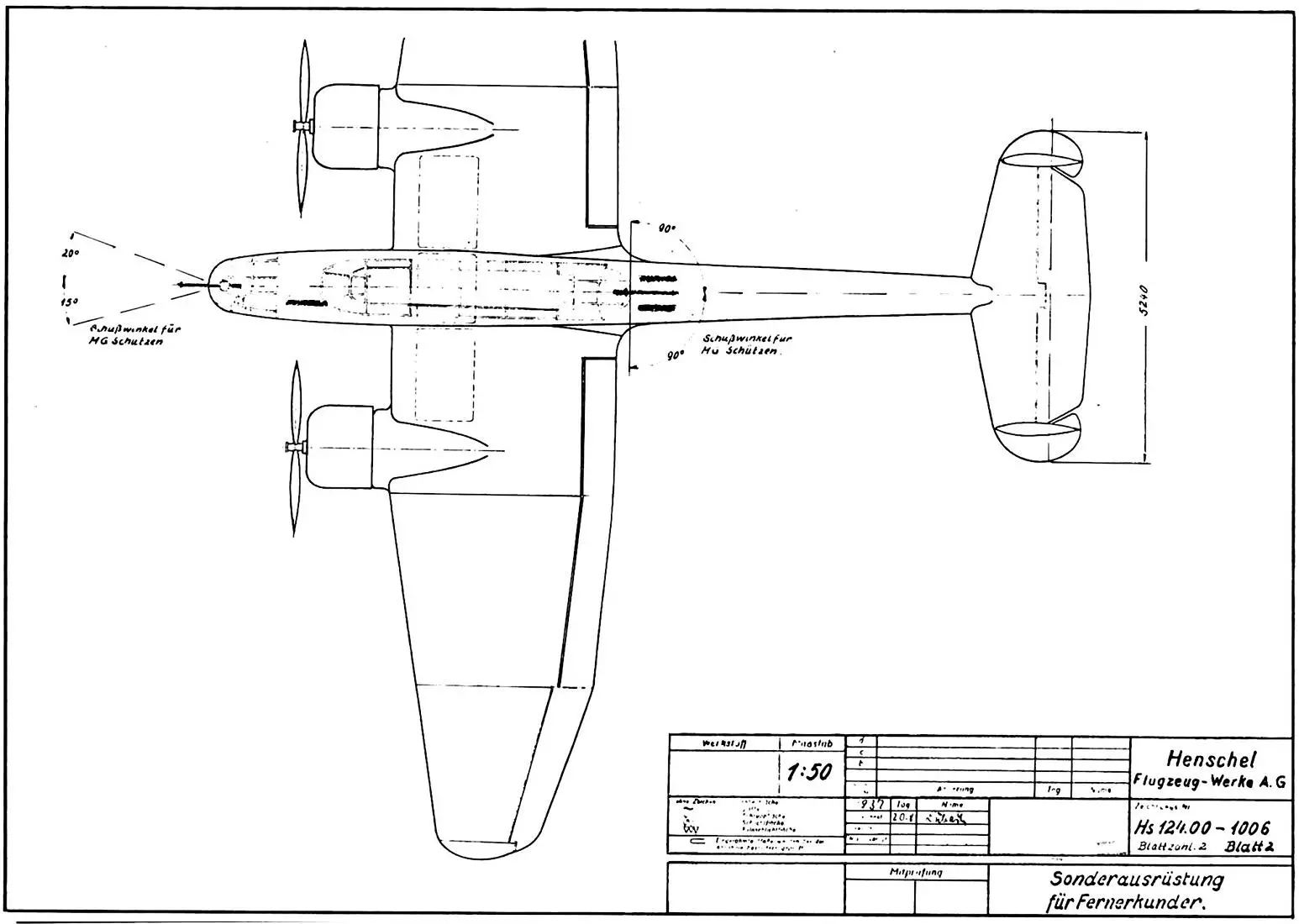 Izkušeni večnamenski letalo Henschel HS 124. Nemčija