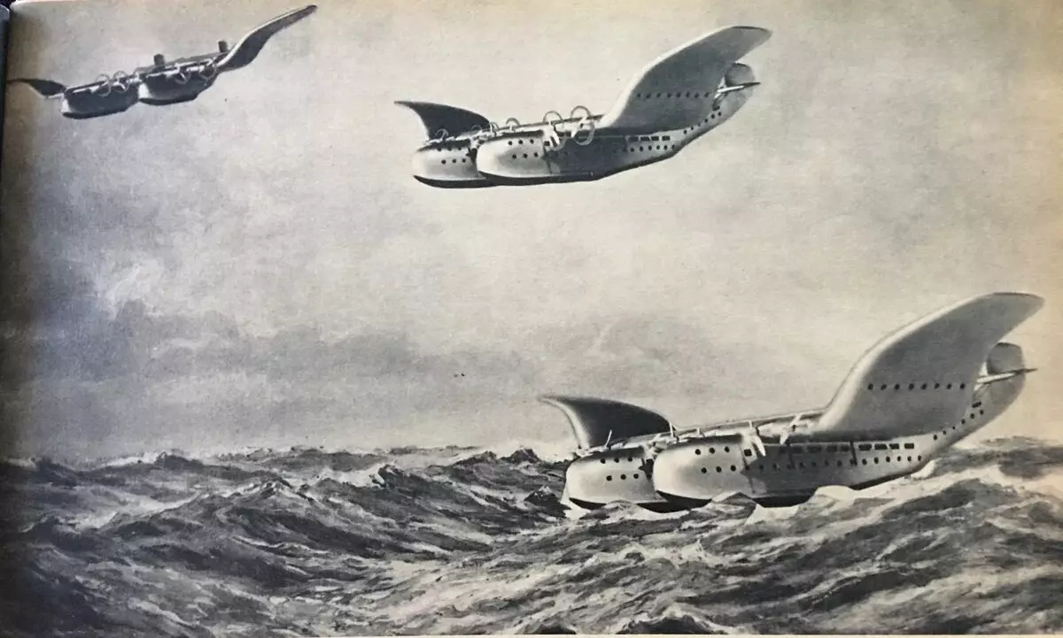 Oceanplaneren panel hidraulikoa. Marrazkia. Argazkia: Air News aldizkaria, 1942ko azaroa