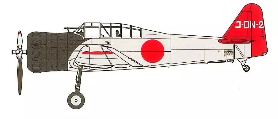 Familie van verloorders. Ervare dek spitstyd bomwerper Nakajima D3N1. Japan