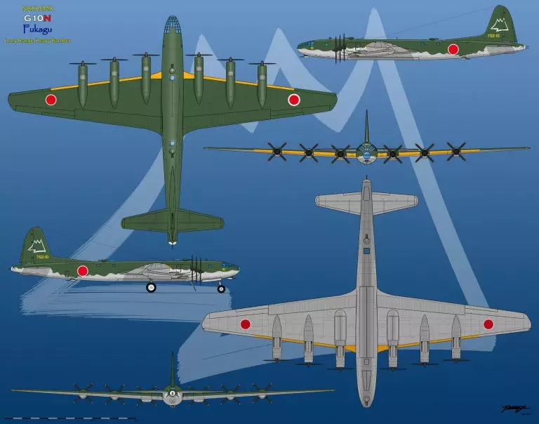 Japoński „rozjemca”. Projekt ciężkiego bombowca Nakajima G10N Fugaku (中 島 G10N 富 岳). Japonia