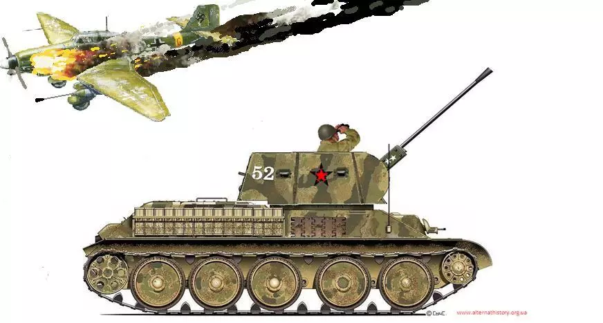 Suʻega 37-mm SPAAG T-34. 'Olo a Savina. le USSR