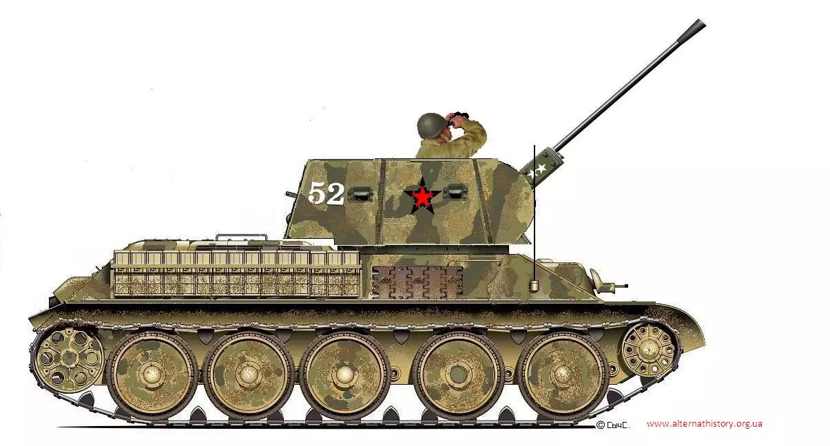 Alternatiewe 37 mm ZSS T-34. Toring van Savina. die USSR