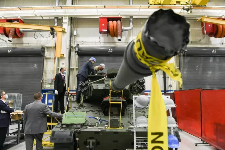 Tank from Bae Systems at the assembly stage, April 2020