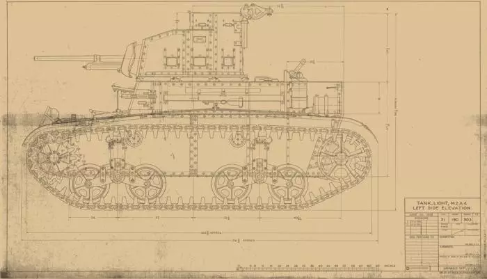 ເພື່ອນຮ່ວມຫ້ອງຮຽນຮັບຮູ້. Light Tank M2A4. ອາ​ເມລິ​ກາ