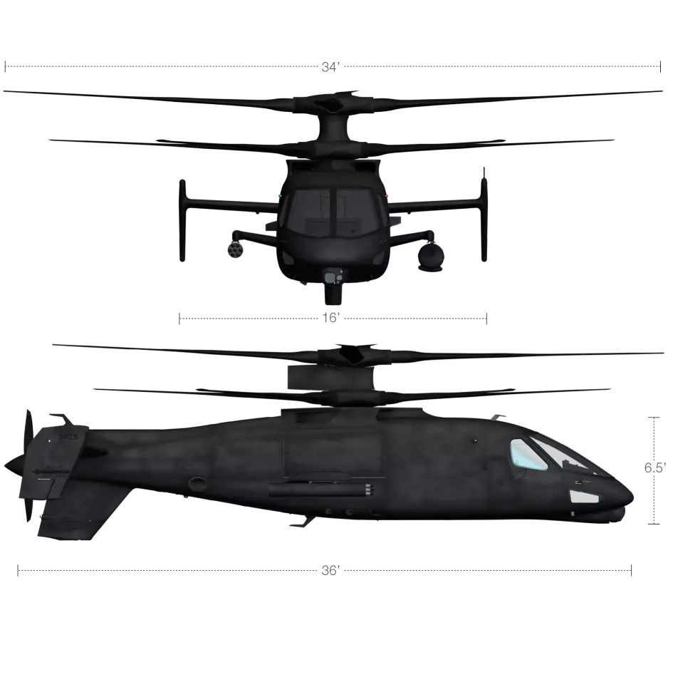 Aanbieding van die nuutste helikopter Sikorsky S-97 Raider. Us