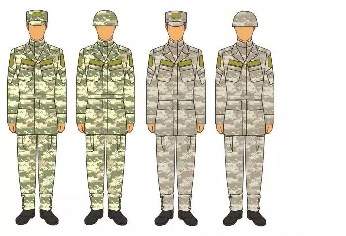 Uniforms na ihe ịrịba ama nke ọdịiche nke Georgia na MGK (ụdị ọhụụ)