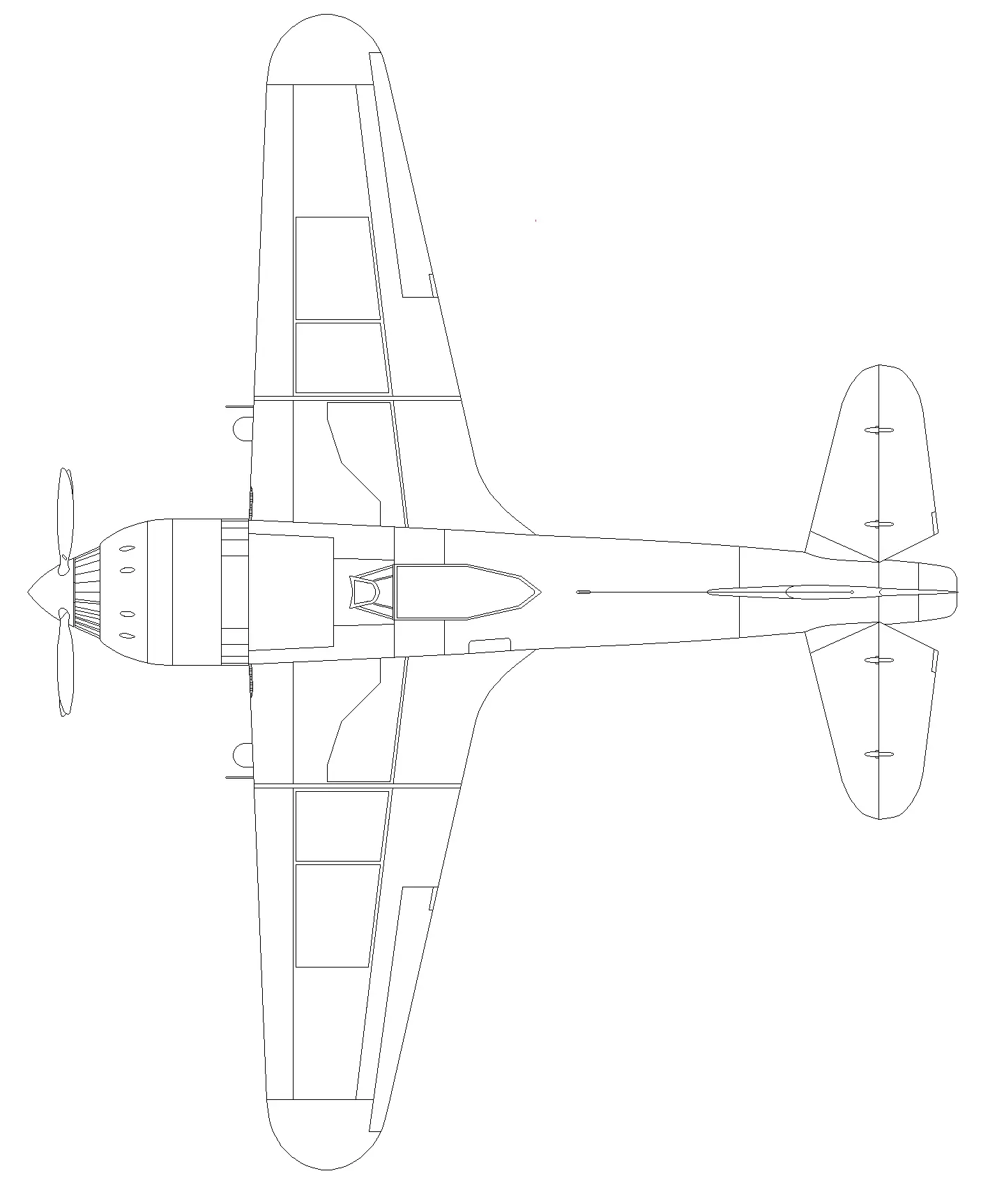 Schema di un combattente sperimentale TSKB-46; Vista da sopra.