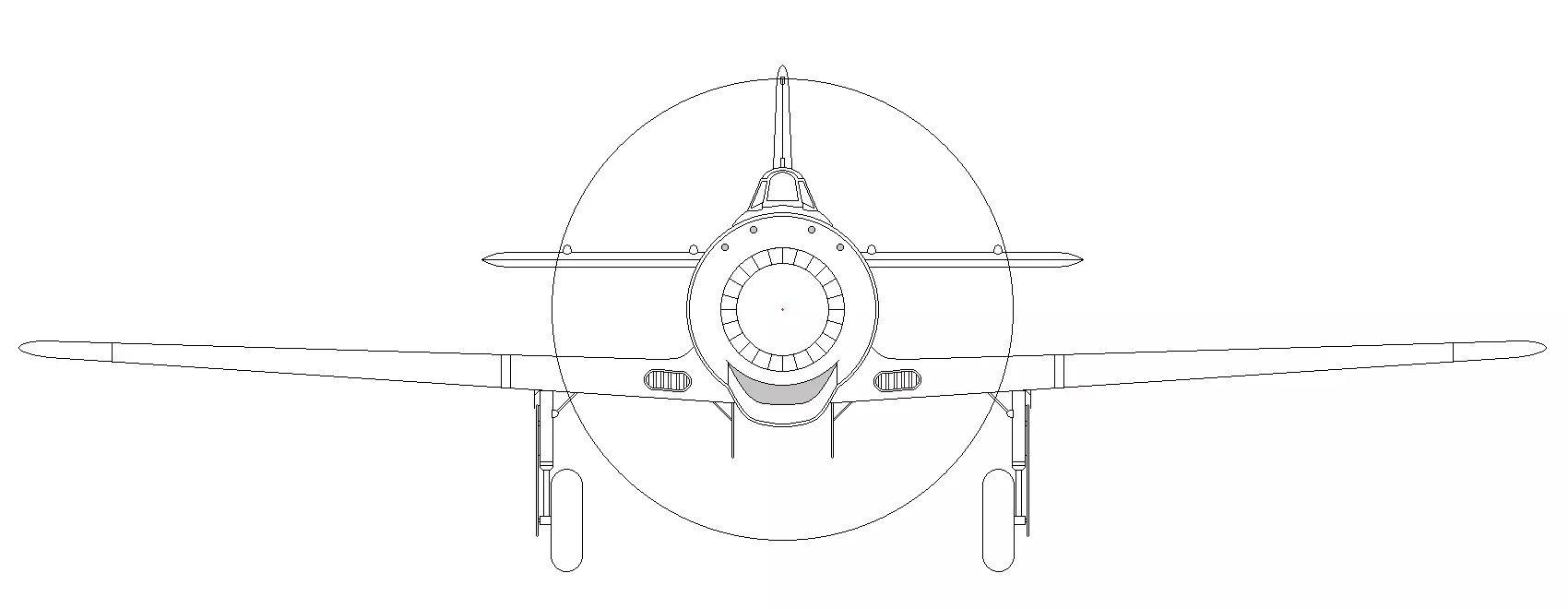 Schema vun engem experimentellen Fighter Tskb-46; Frann Vue