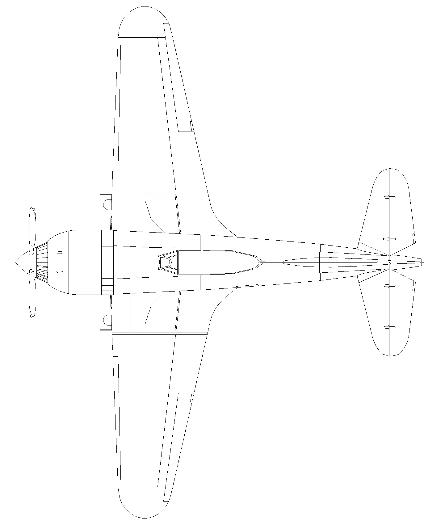 Esquema de um lutador experimental e-20 P-1; vista de cima