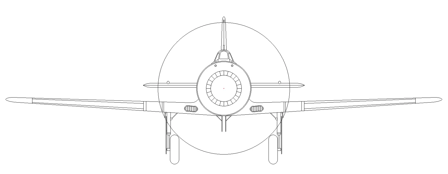 Esquema de um lutador experimental e-20 P-1; vista frontal