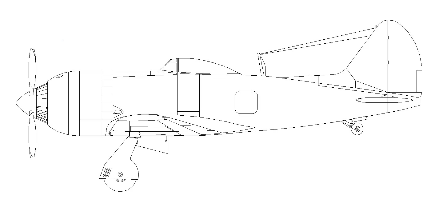 Kokeellisen hävittäjän ja -20 P-2; sivukuva