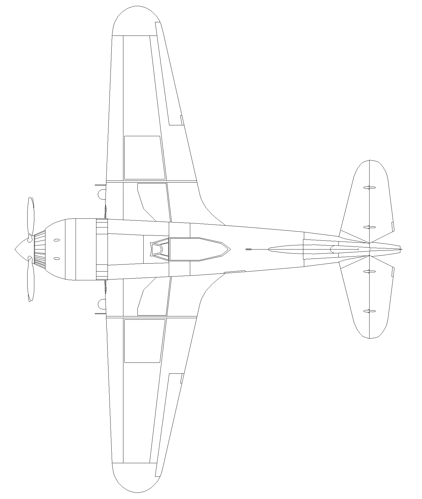 Schema vun engem experimentellen Kämpfer an-20 p-2; Vue vun uewen