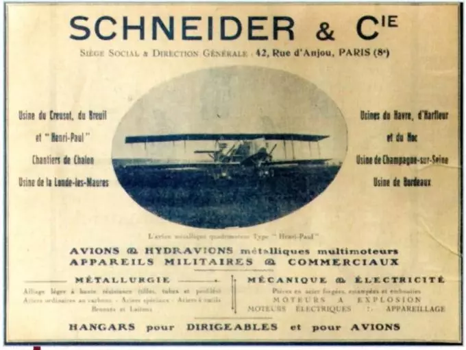 Ko je Schneiderjeva skrb ustvarila vojaško letala. Del 1 Izkušen Heavy Night Bomber Schneider Henri-Paul