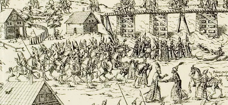 Askari farasi na miguu wa Kilithuania. Sehemu ya maandishi ya M. Zündt baada ya kuchora na G. Adelgauer. Nuremberg, 1568. commons.wikimedia.org