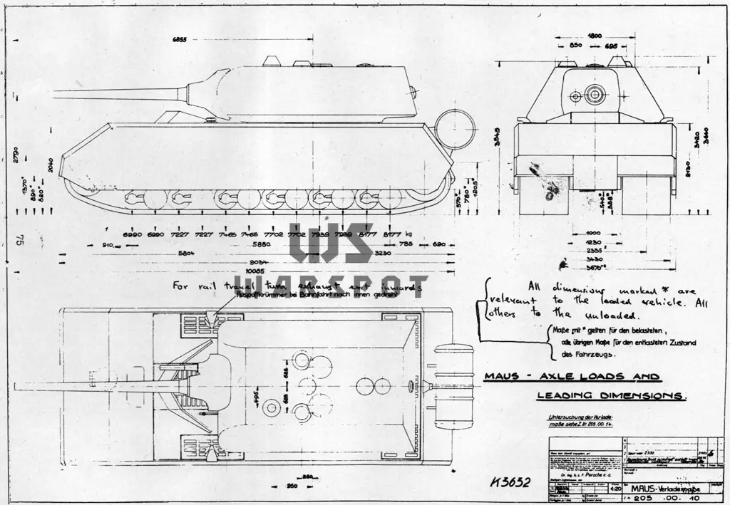 1945 की गर्मियों में, ब्रिटिश और अमेरिकी विशेषज्ञों के संयुक्त कार्य ने Pz.Kpfw.Maus पर बड़ी मात्रा में दस्तावेज़ एकत्र करना संभव बना दिया। परिणाम पोर्श के.जी. की गतिविधियों पर 400 से अधिक पृष्ठ की रिपोर्ट है। युद्ध के दौरान