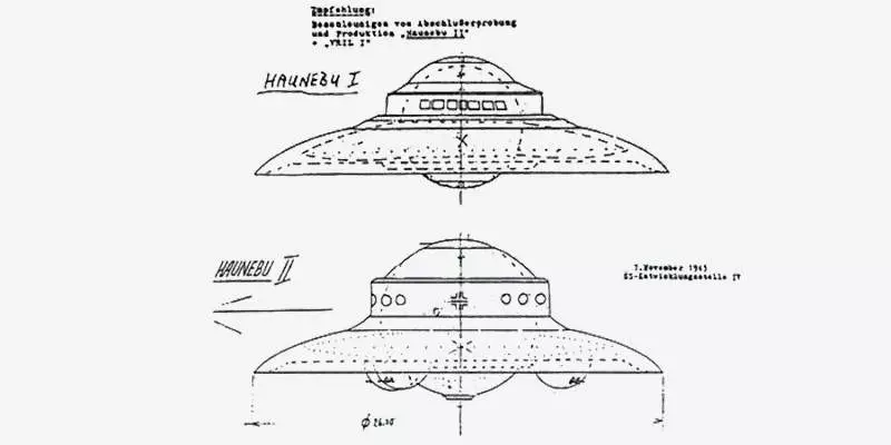 Haunebu i және haunebu II II, масштабта емес