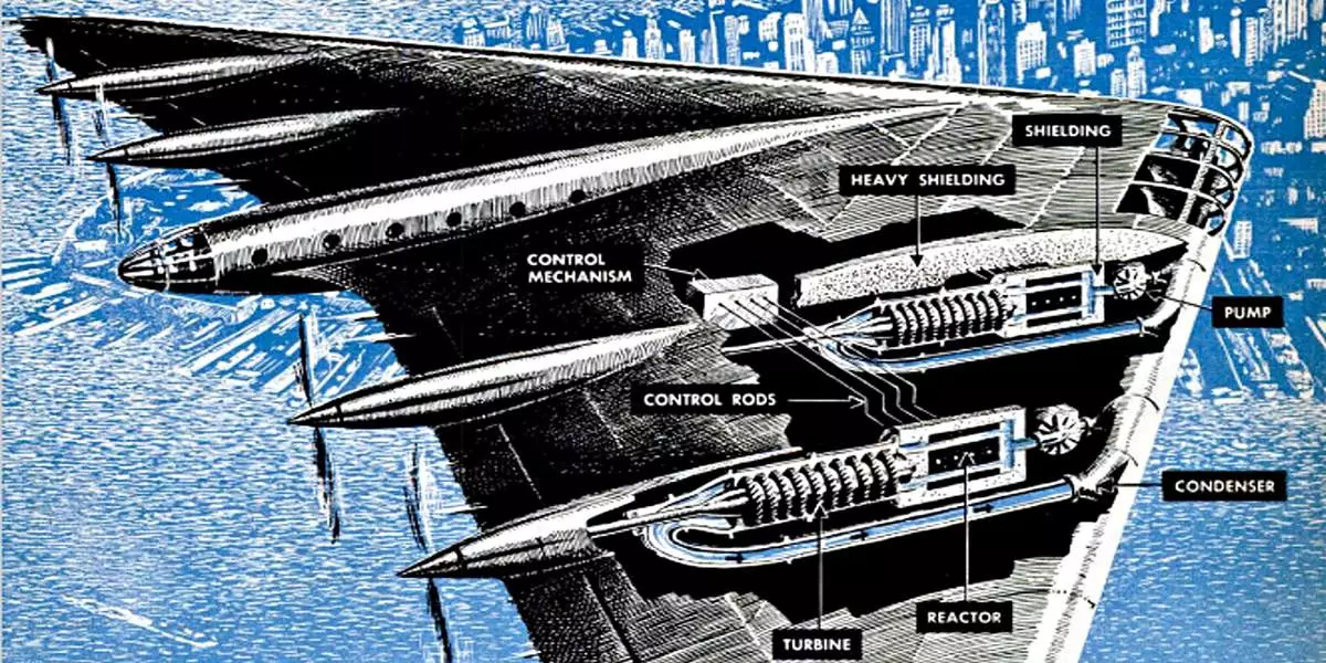 Deci, potrivit artiștilor revistei, știința populară din 1951, ar trebui să arate o aeronavă atomică. La aproximativ același timp, au început primele lucrări reale despre această idee.