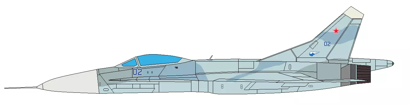 Hipoteza opcio por la koloro de ununura bimotora aera defenda batalanto Sukhoi Su-27; Kiel specimeno de kamuflado, la 54-a Kerch Gwyap estis prenita, 148-a tsbppils aerdefendo, surŝipe numero 02, la Savaslake aera bazo