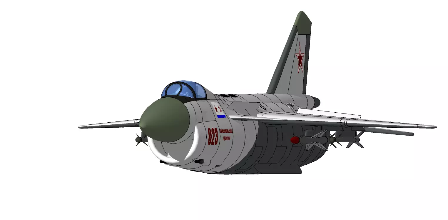 Dibuat di USSR. MiG-38. Dek dan menegak.