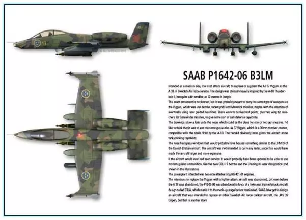 SAAB P1642-06 manusena projekti projekti (B3LM). Rootsi