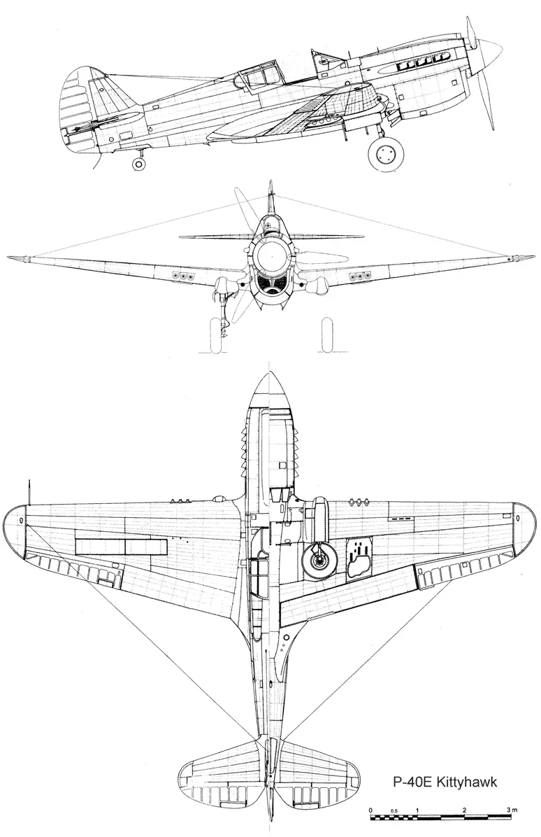 Diuji ing Jepang. Fighter Curtiss P-40E Warhawk