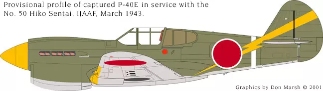 Testet i Japan. Fighter curtiss p-40e warhawk