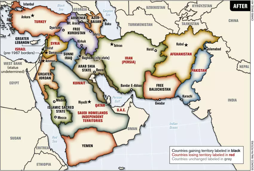 Futuro mapa de Oriente Medio.