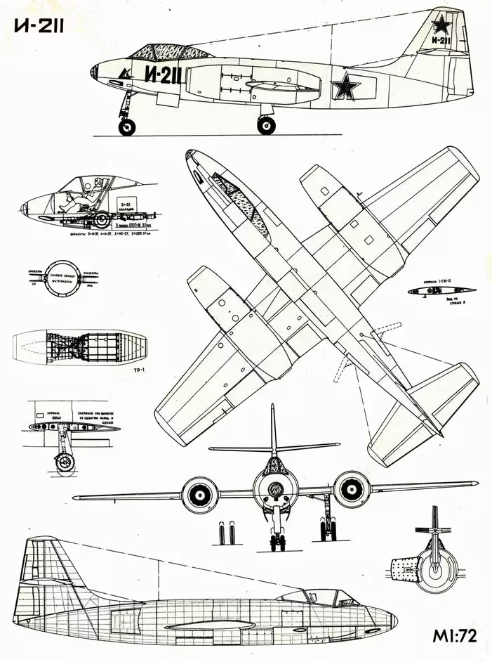 Dem Alekseev säin Transformator. I-211, 215, 216. Kämpfer OKB-21 Alekseev. D 'UdSSR. 1947-48