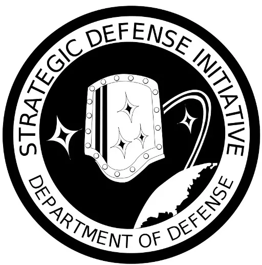 Organisationens logo for det strategiske forsvarsinitiativ (OSO). Pinterest.com.