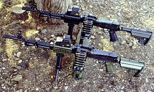RPD American. In the US, the machine gun was upgraded with armament of the USSR Sun half a century ago. A pair of UPD modernized by the Americans: in the foreground in the caliber 6.8mm Remington SPC, in the back in the native 7,62x39