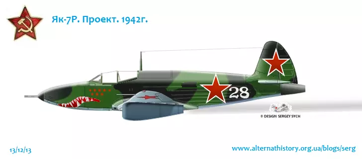 Yak-7R jet fighter proiektua. SESB