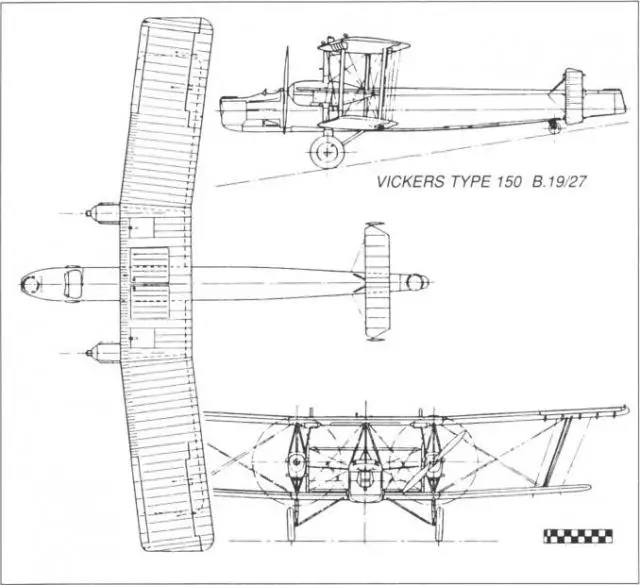 경험 많은 야간 폭격기 Vickers B.19 / 27 Vanox. 영국