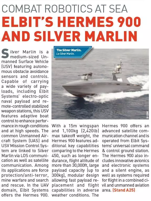 UNCLOTIONAL BOART ELBIT Silver Marlin. Israelul