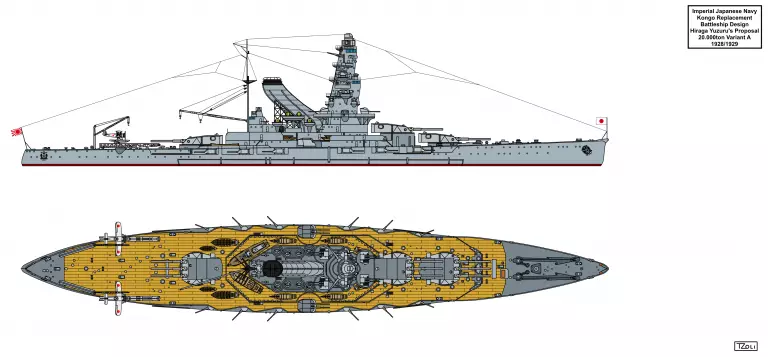 Orealiserade projekt av japanska slagskepp Yudzuru Haragat