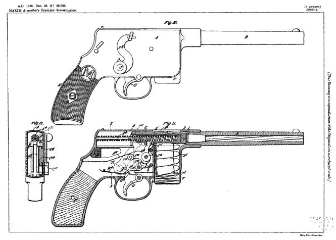 Maxim-Silverman-Pistol arall Maxim o Patent 29836.jpg