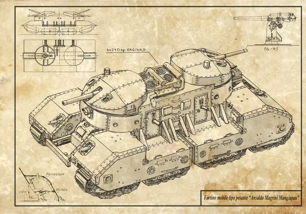 Unknown WW1 Tank - Fortino Mobile Tipo Pesante | Ansaldo Magrini Mangiapan. First attempt at reconstruction