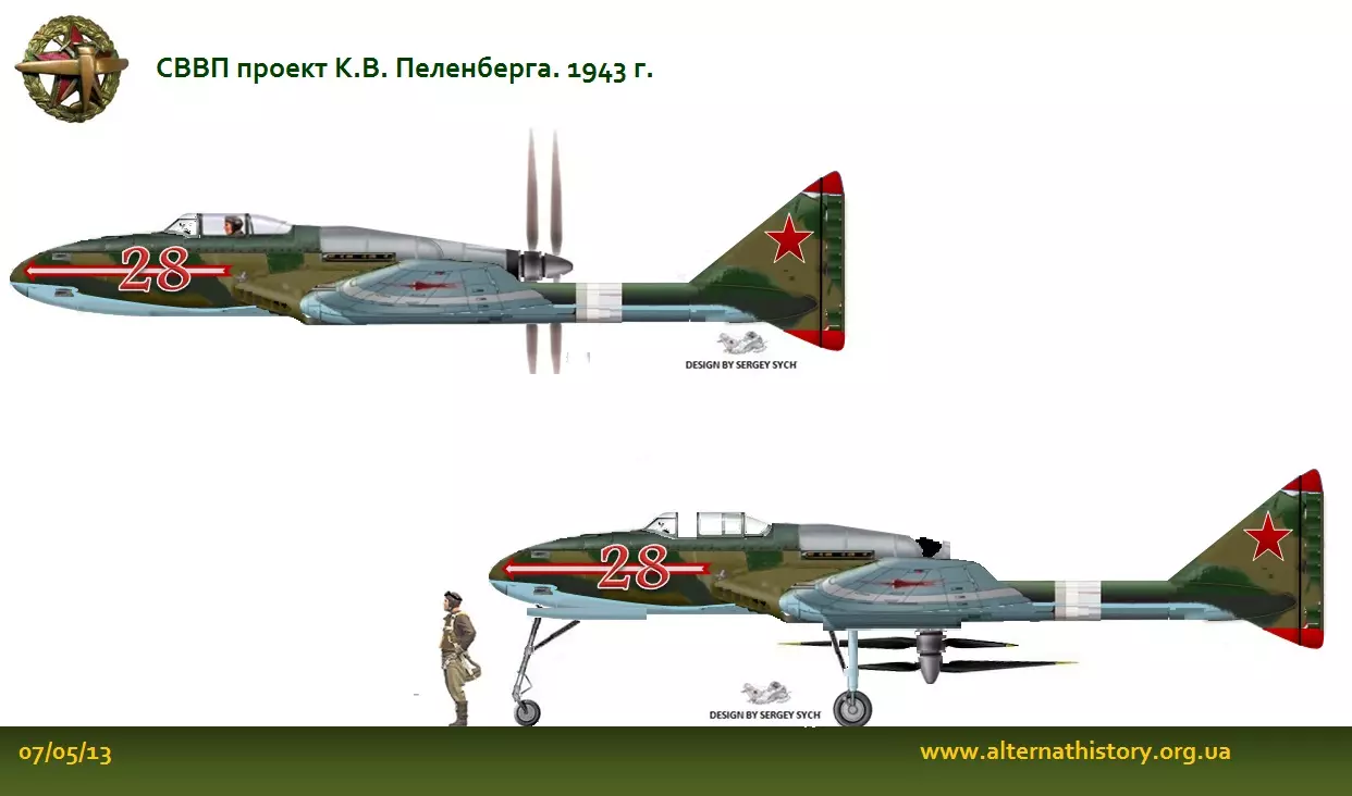 El lluitador d’enlairament i aterratge curt de KV Pelenberg. Projecte. URSS. 1943
