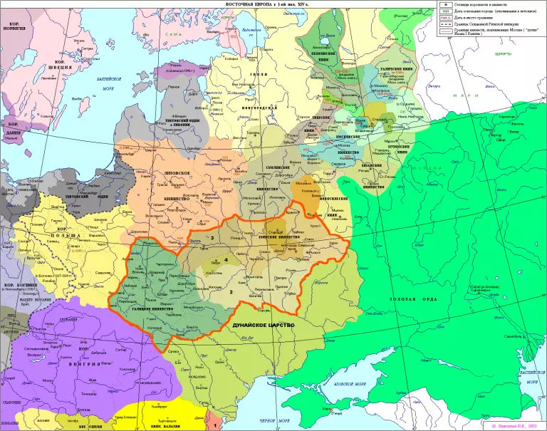 Donauriket på kartan över medeltida Europa från 1300 -talet