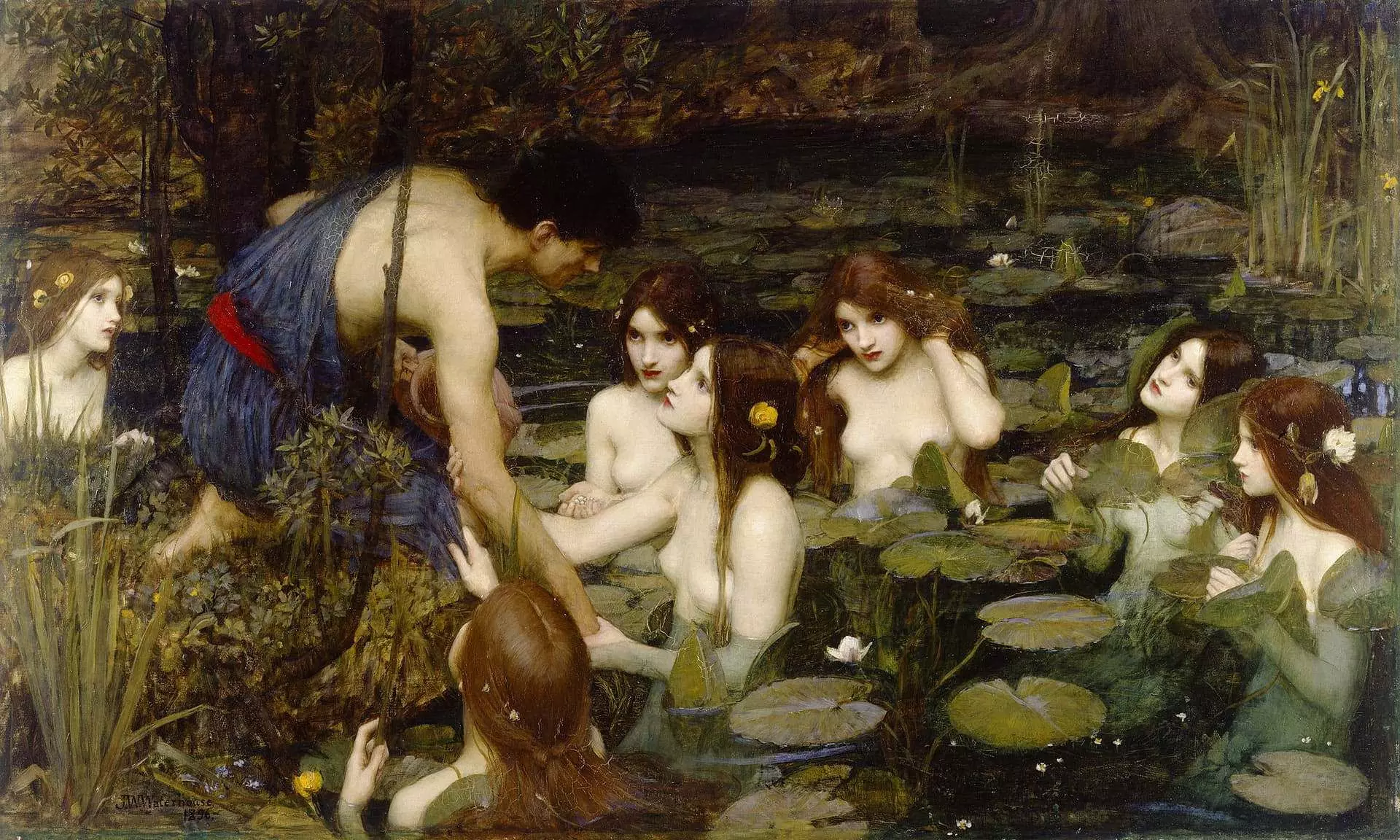 Hylas and the Nymphs gan John William Waterhouse, 1896