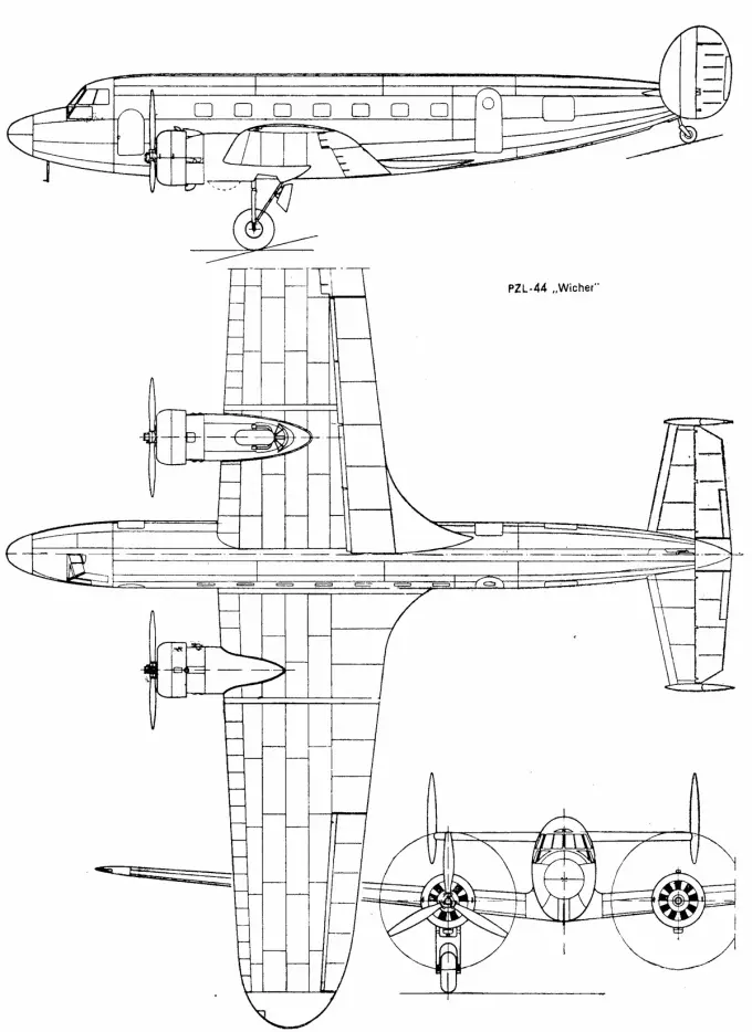 अनुभवी यात्री विमान P.Z.L.44 Wicher। पोल्याण्ड