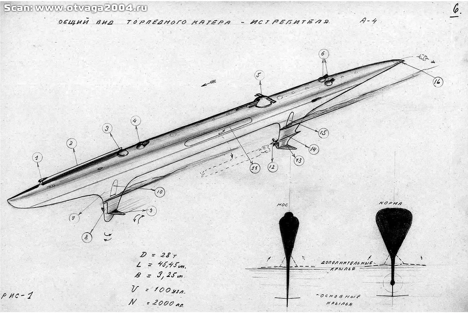 Проектът на изтребителя Торпена лодка на подводните крила А4. СССР