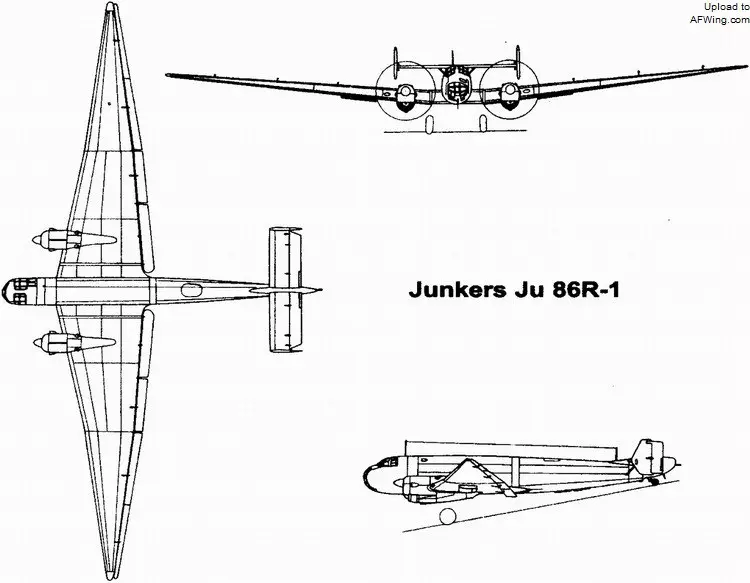 Izviđački zrakoplov s velike visine Ju-86R-1.