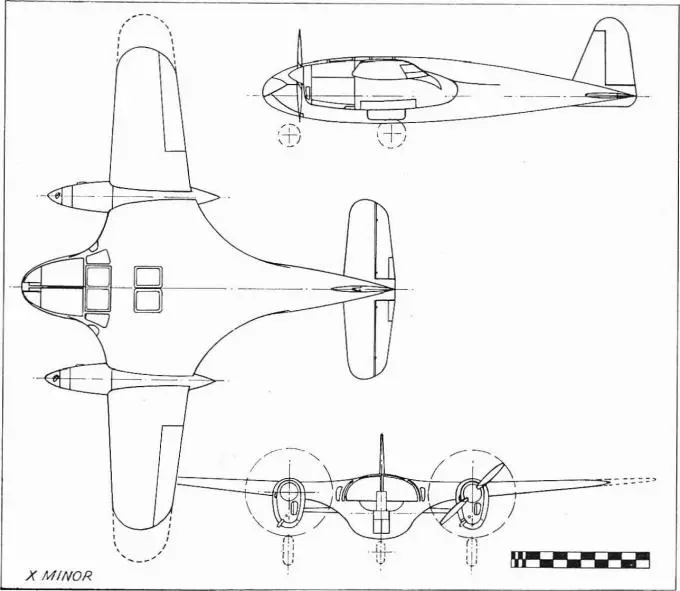 Eksperimentele vliegtuie Miles M.30 X Minor. Verenigde Koninkryk