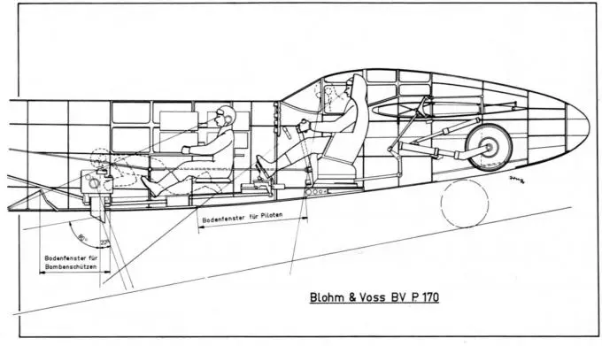 Höghastighets bombplan Blohm und Voss BV P 170. Tyskland