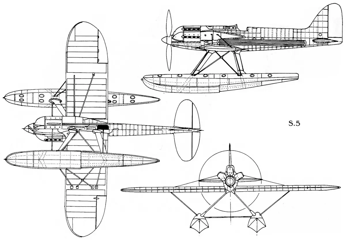 Største Supermarine. Supermarine S 5 racerfly og dens kopi. Storbritannia