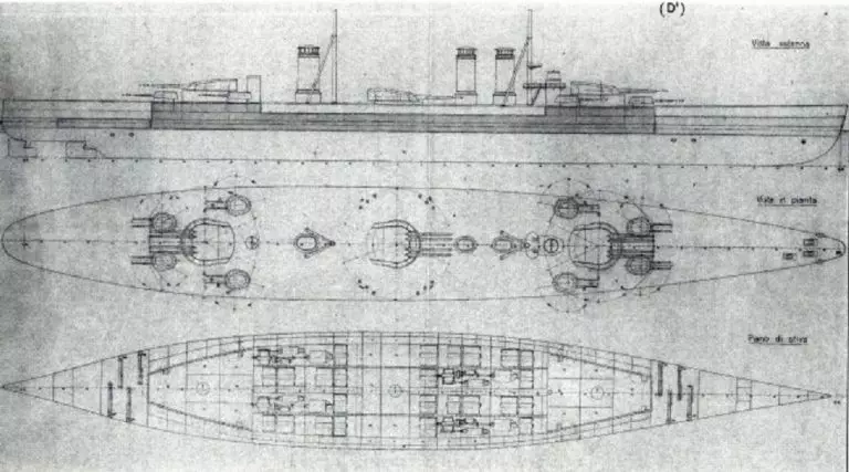 Projecten van Italiaanse superlinkers van de interwarperiode van de ergste krachten van de wereld van oorlogsschepen