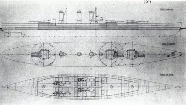 Projecten van Italiaanse superlinkers van de interwarperiode van de ergste krachten van de wereld van oorlogsschepen